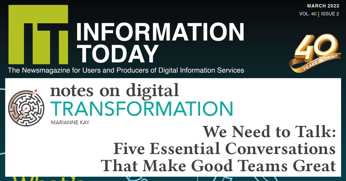 NOTES ON DIGITAL TRANSFORMATION - We Need to Talk: Five Essential ...