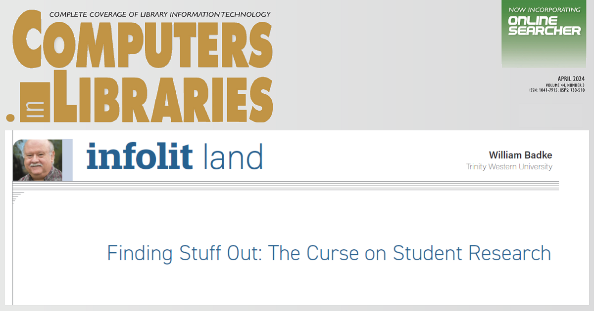 INFOLIT LAND - Finding Stuff Out: The Curse on Student Research