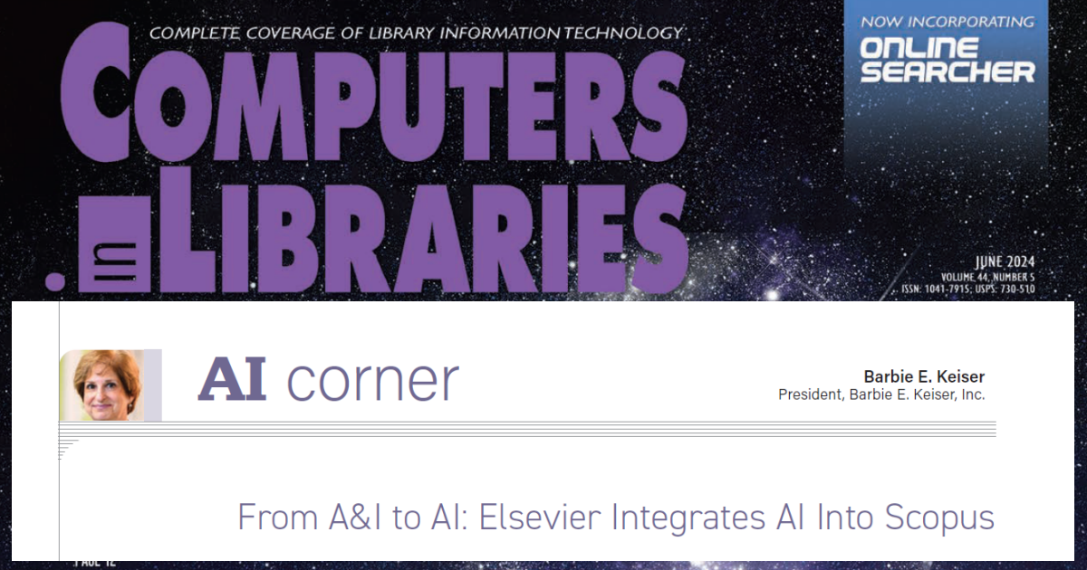AI CORNER - From A&I to AI: Elsevier Integrates AI Into Scopus
